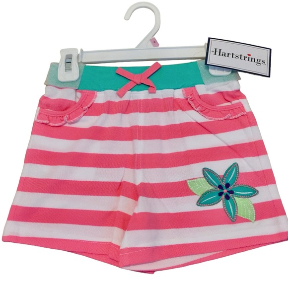 Hartstrings | Bottoms | Hartstrings Shorts Girls Size 6 Embroidered Rib Waist Pink Stripe | Poshmark